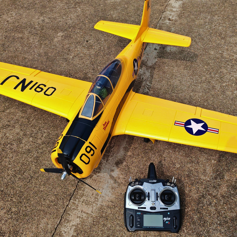Dynam T-28 Trojan V2 Yellow 4S RC Warbird 1300mm w/ Flaps