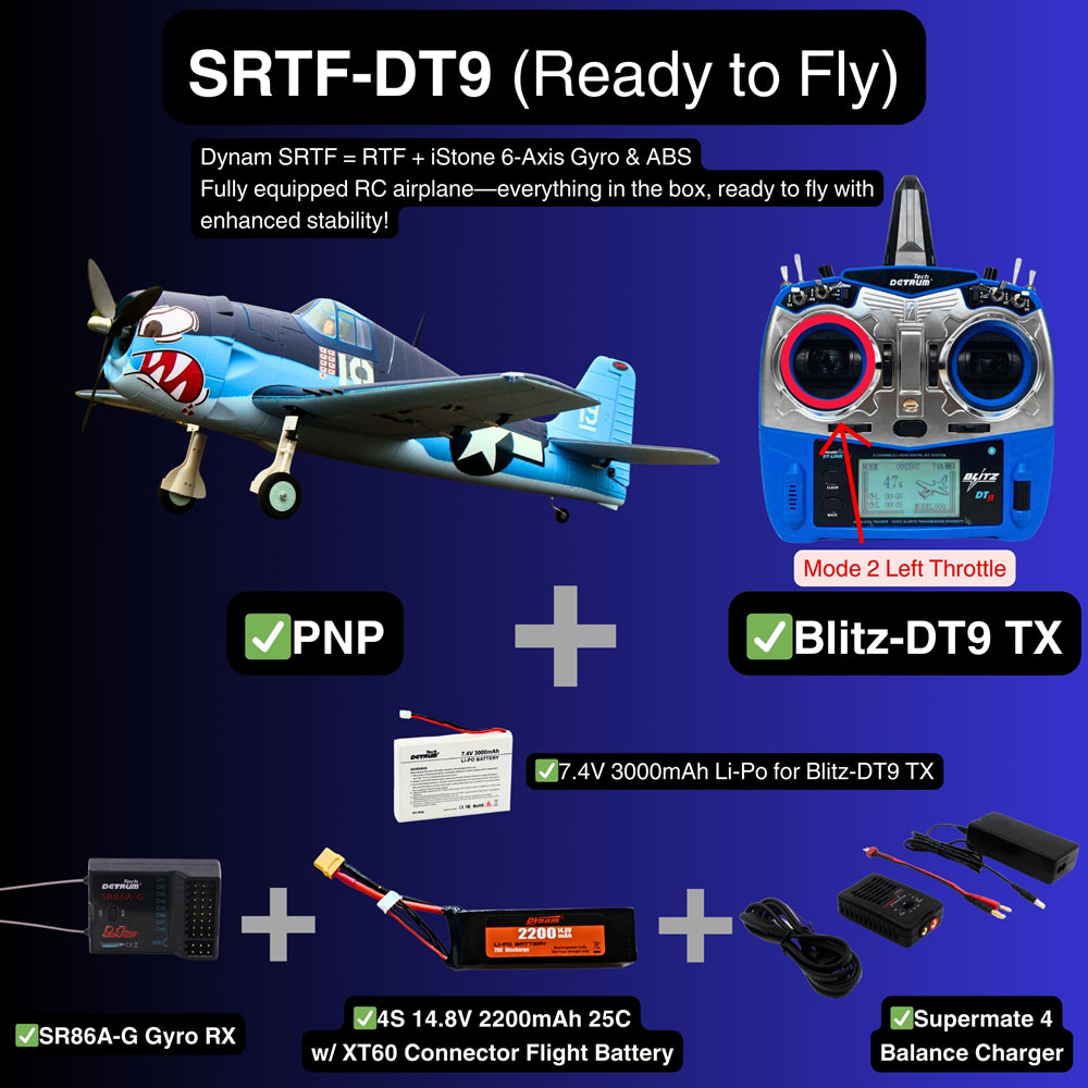 Dynam F6F Hellcat V2 4S RC Warbird Plane 1300mm w/ Flaps