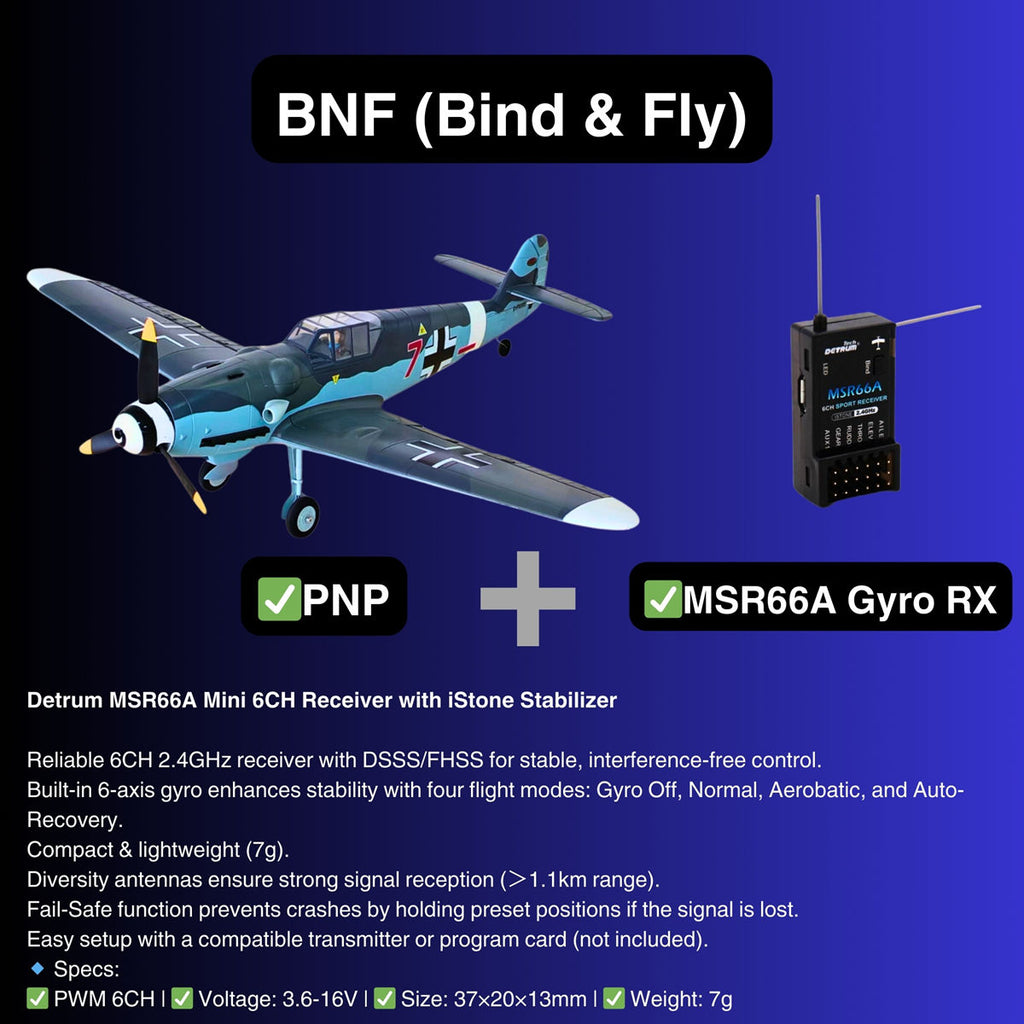 Dynam Messerschmitt BF-109 V2 4S RC Warbird 1300mm w/ Flaps
