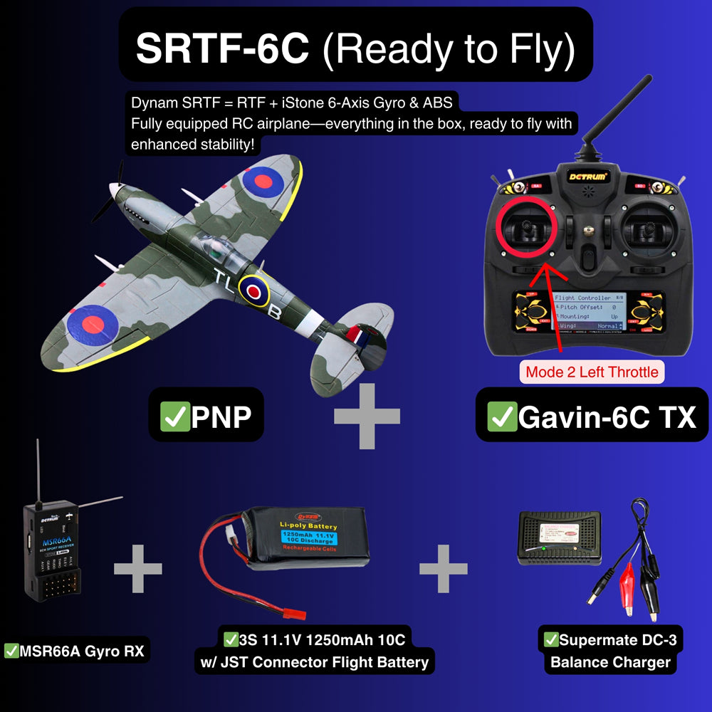 Dynam Mini Spitfire V2 900mm 3S RC Warbird Plane SRTF