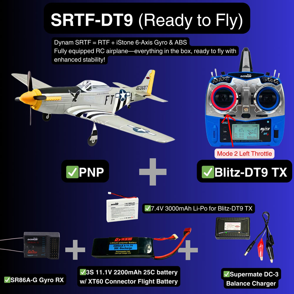 Dynam P-51 Mustang V2 Silver RC Warbird Plane 1200mm