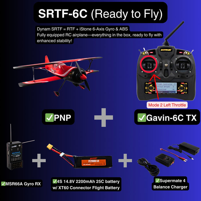 Dynam Pitts Python Red 4S RC 3D Aerobatic Sport Biplane