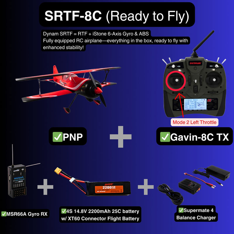 Dynam Pitts Python Red 4S RC 3D Aerobatic Sport Biplane