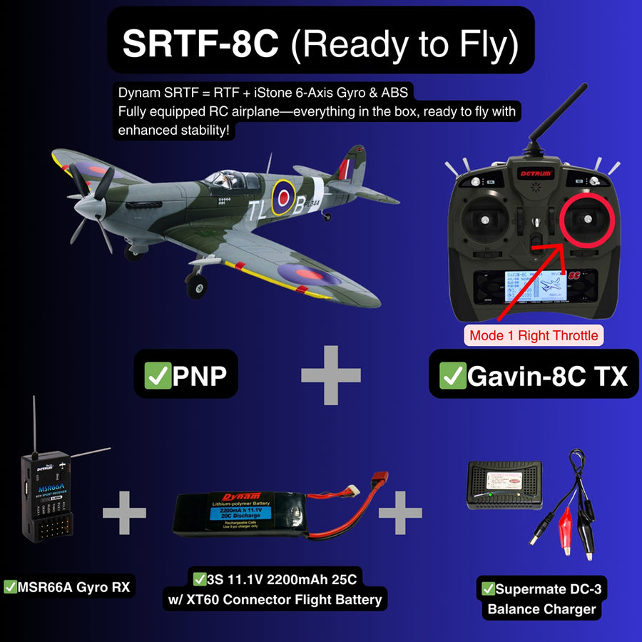 Dynam Supermarine Spitfire V3 RC Warbird 1200mm w/ Flaps