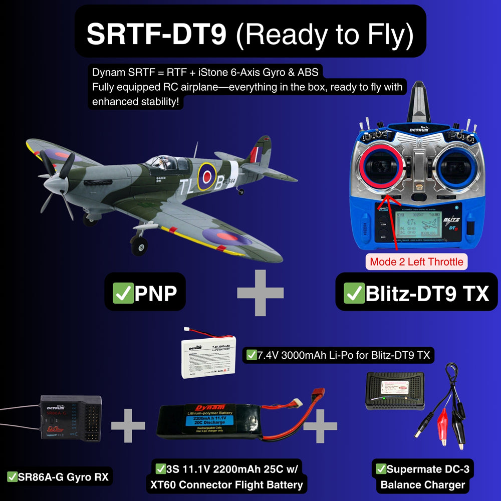 Dynam Supermarine Spitfire V3 RC Warbird 1200mm w/ Flaps