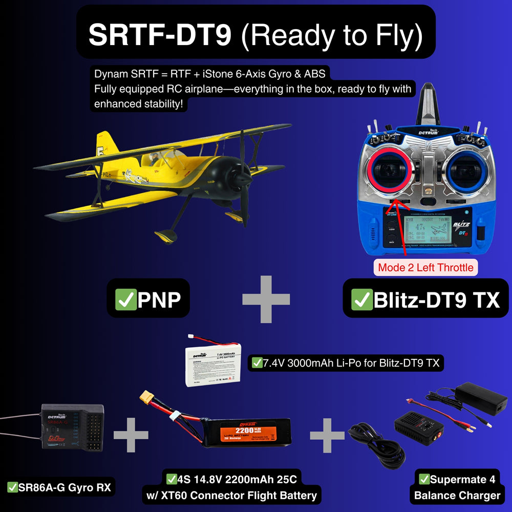 Dynam Pitts Python Yellow 4S RC Aerobatic 3D Sport Biplane